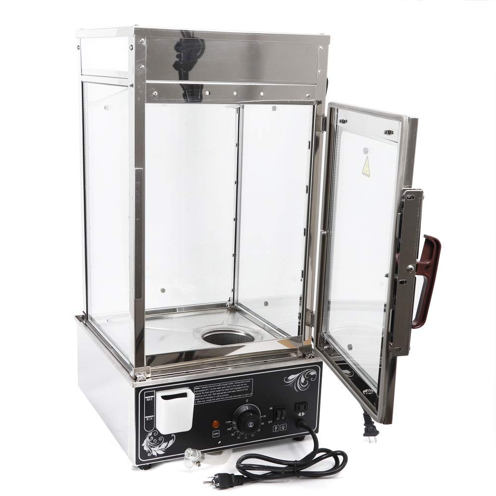 TECHTONGDA 110V Commercial Bun Steamer 5-Layer Food Warmer Display, Food Steamer Bun Warmer Machine, 30-110℃ Temperature Control, Bread Bun Heating Cabinet, Hot Dog Steamer and Bun Warmer