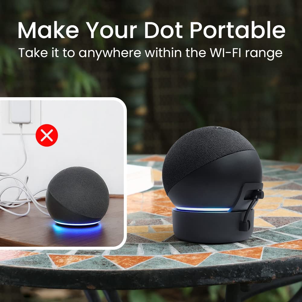 GGMM D5 Echo Dot Battery Base 5th Generation, Echo Dot 4th & 5th Generation Battery Base, Portable Battery Charging Dock, Black (Not Include Alexa Echo Dot or Power Cord)