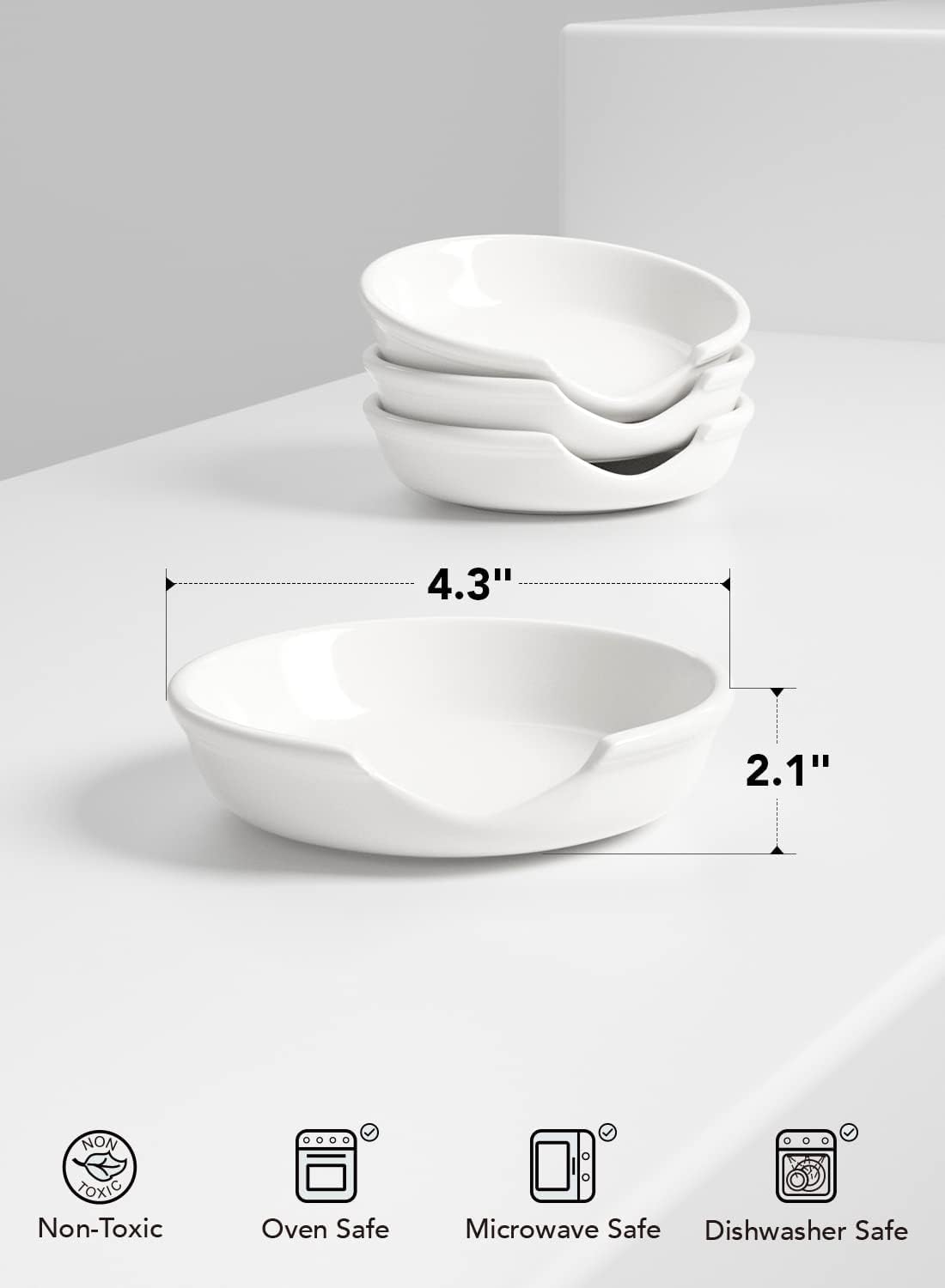 LE TAUCI Ceramic Spoon Rest for kitchen, 4.8 Inches Spoon Holder for Stove Top, Coffee Spoon Rest, Spoon Cradle, Kitchen Basics, Kitchen Accessories For Utensils, Set of 1, True White