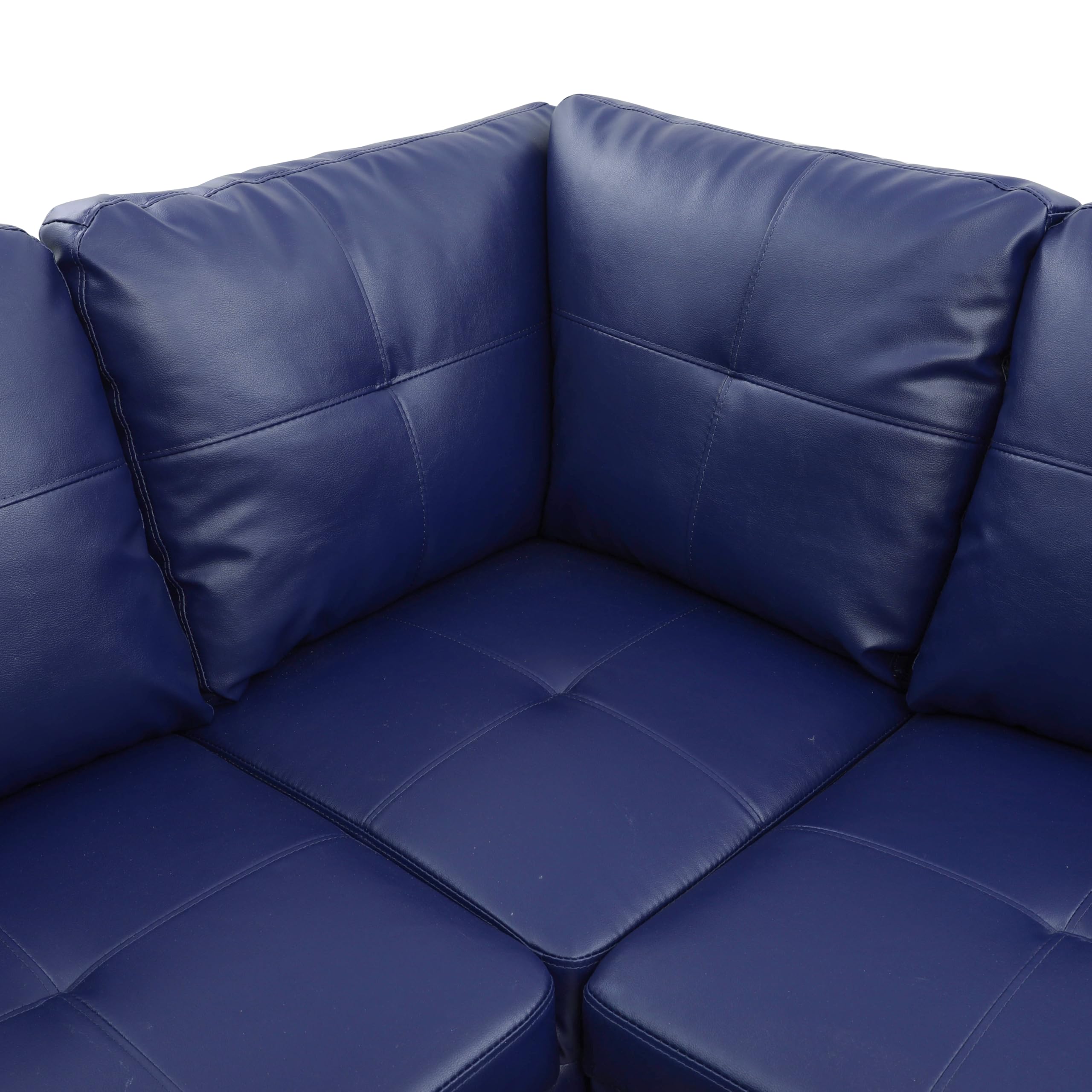 NicBex Couches for Living Room L Shaped Couch Upholstered Futon Sofa Comfy Faux Leather Modular Sofa 3-Piece Sofa Set with Storage Ottoman for Apartments, Living Room and Office, Blue