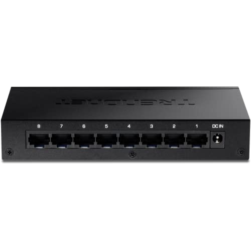 TRENDnet 8-Port Gigabit Desktop Switch, TEG-S83, 8 x Gigabit RJ-45 Ports, Ethernet Splitter, 16Gbps Switching Capacity, Fanless Design, Metal Enclosure, Lifetime Protection, Black