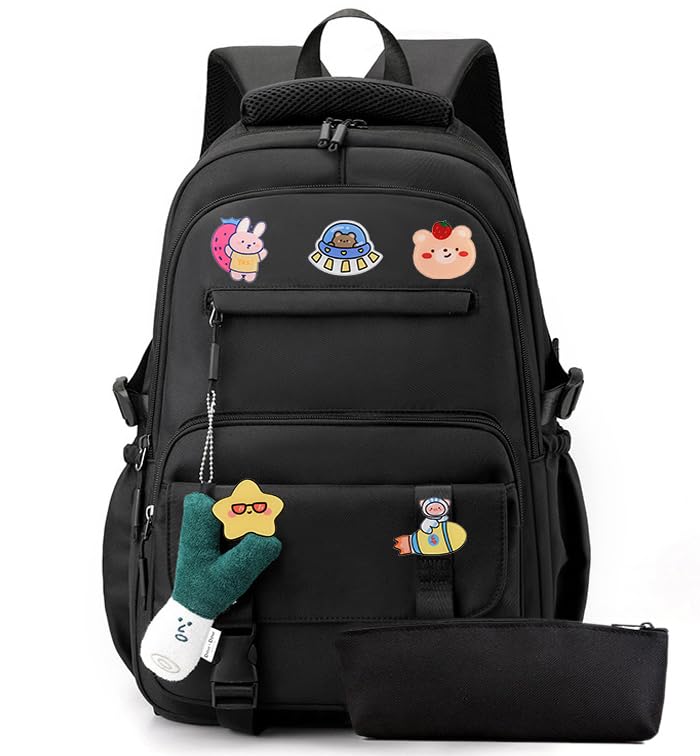 GGWIEAEA 2PCS Youth Waterproof Backpack Large Capacity Laptop Bag with Pencil Case Suitable for School Leisure And Travel
