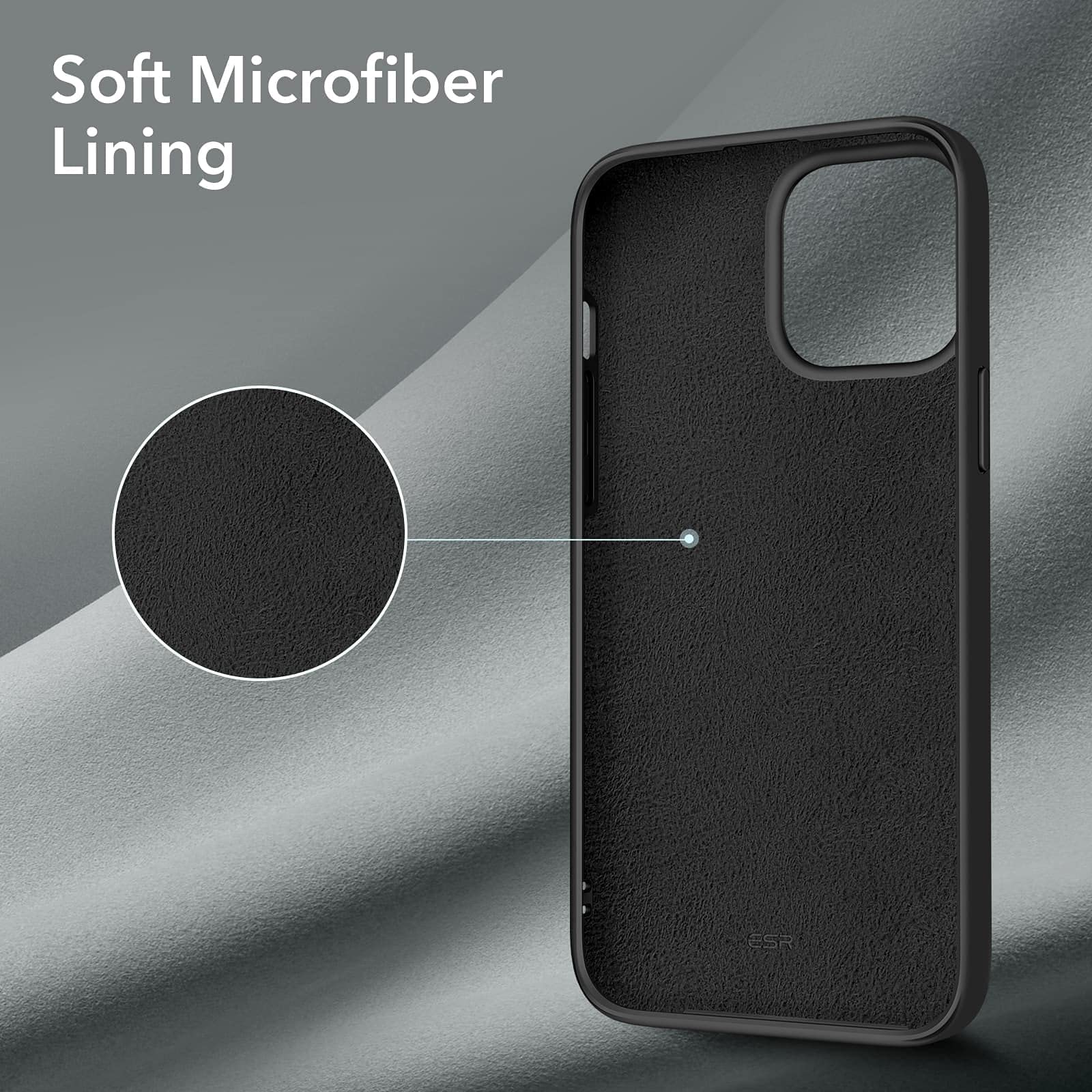 ESR Cloud Soft Case Compatible with iPhone 13 Pro Max Case (2021) (6.7 Inch), Liquid Silicone Case, Slim and Shockproof with Anti-Scratch Microfiber Lining, Black