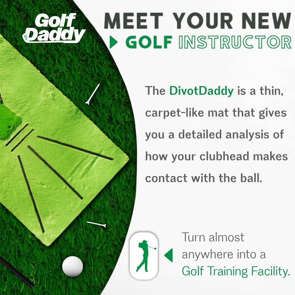 Golf Mat – Golf Training Aid for Swing Correction – Divot Board Golf Swing Trainer w/Instant Feedback – Outdoor & Indoor Golf Practice Mats (Green)