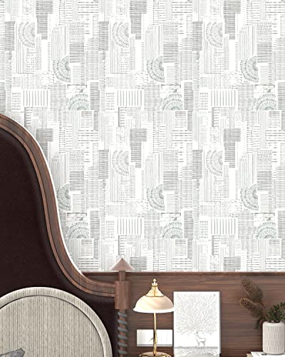 Theper Modern Peel and Stick Wallpaper Gray and White Stripe Wallpaper Contact Paper 17.3β x 78.7β Geometric Wallpaper Self Adhesive Wallpaper Removable Decorative Wallpaper for Bedroom Vinyl Film