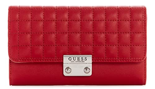 GUESS Women's Quilted Large Wallet Clutch Bag - Red