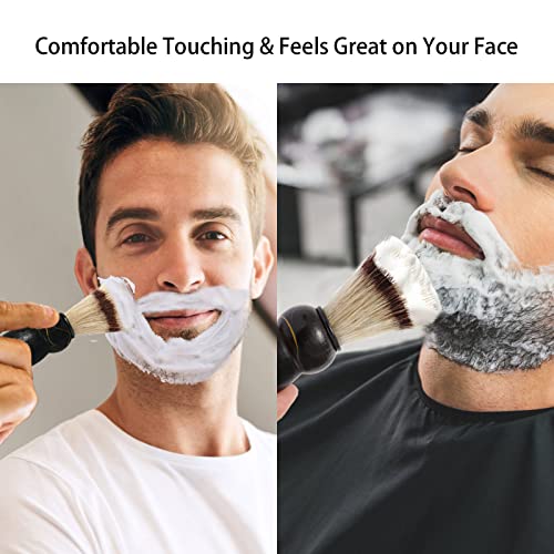 Genixart Shaving Brush, Selected Horse Tail Hair Shave Brush, High End Shaving Brushes for Men with Black Solid Wood Handle (1 pack)