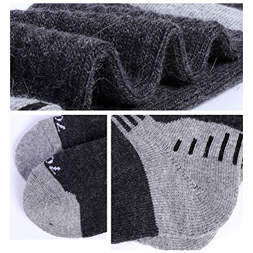 EnerWear 6P Pack Men's Merino Wool Blended Hiking Socks (US 10-13, Dark Grey)