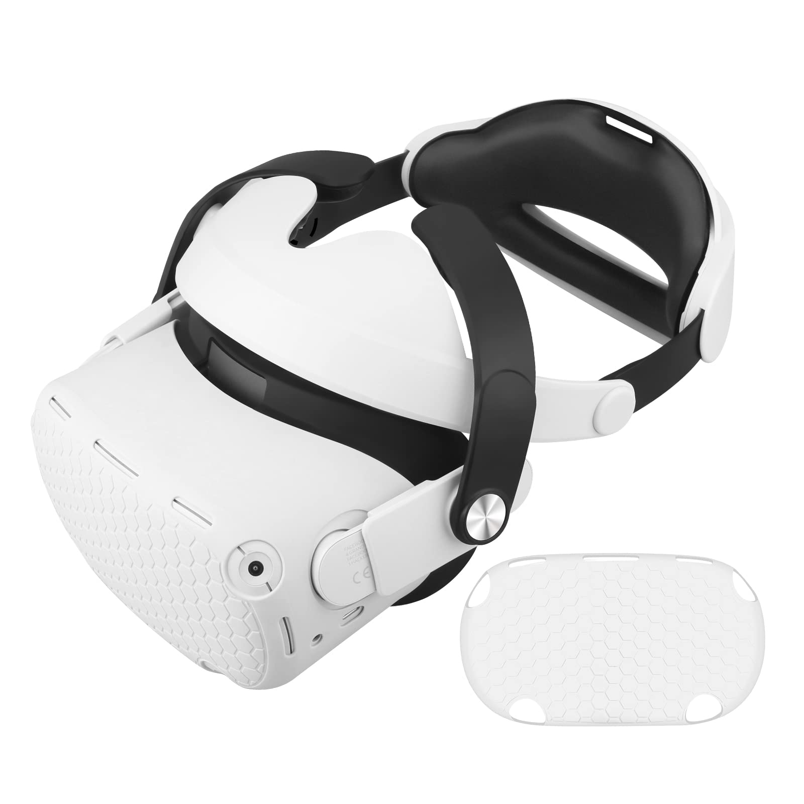 Esimen Head Strap Compatible for Oculus Quest 2 with VR Shell Front Face Protector Cover, Adjustable Elite Strap for Meta Quest 2, Thick Sponge Pad Effectively Reduce Head Pressure in VR Gaming (M5)