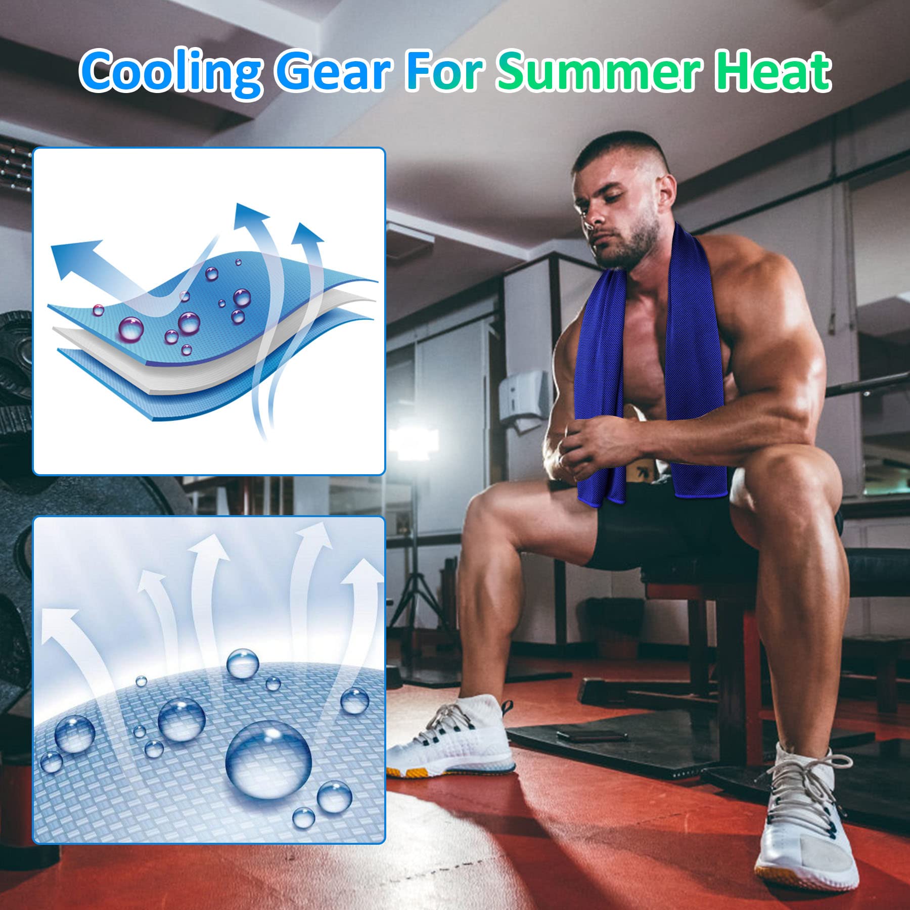 ExTowel Excellent Cooling Towels Neck and Face,(40" x 12") Bulk Ice Towel,Soft Breathable Cooling Towels for Hot Weather,Athletes,Yoga,Gym,Workout,Sports,Camping,Microfiber Cold Towels 4pack