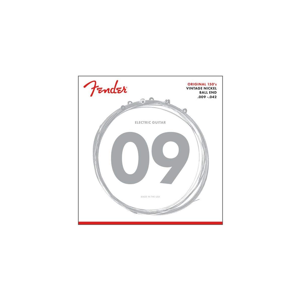 Fender Original 150 Electric Guitar Strings, Pure Nickel Wound, Ball End, 150L .009-.042