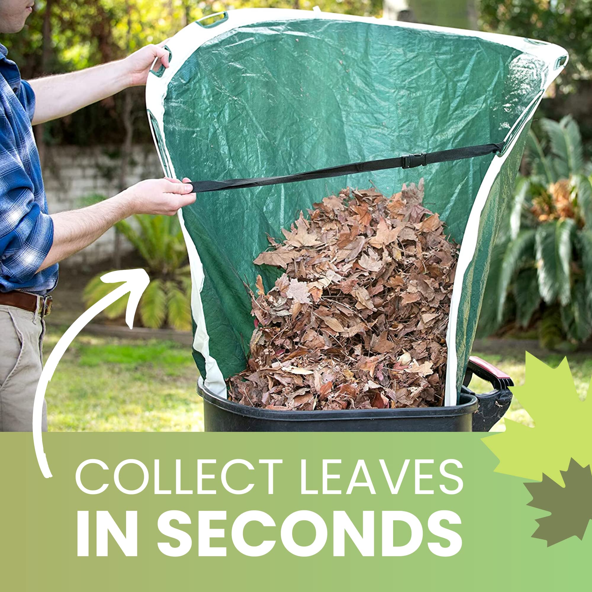 Flavfar Industrial Leaf Collector and Lawn Garden Bag (Pop Up) Multipurpose Garden Tool, Trash, Waste Collection Bucket | Foldable Dustpan, Reusable Leaf Shaped, Heavy-Duty Tote