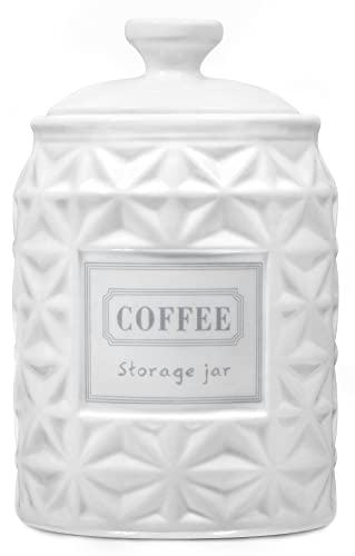 TAWCHES Airtight Ceramic Coffee Canister Large Coffee Container For Ground Coffee Jar Coffee Bar Accessories With Lid White