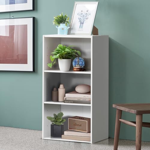 Giantex 2 Pieces 3 Shelf Bookcase Book Shelves Open Storage Cabinet Multi-Functional Home Office Bedroom Furniture Display Bookcases, White