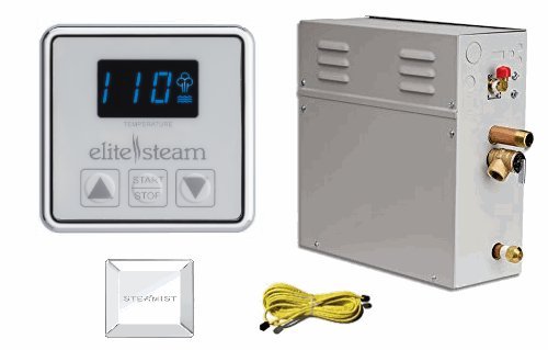 EliteSteam 10kW Steam Shower Generator Kit (includes Steam Generator, Control, Steam Head, Cable) (Polished Chrome Inside Control)