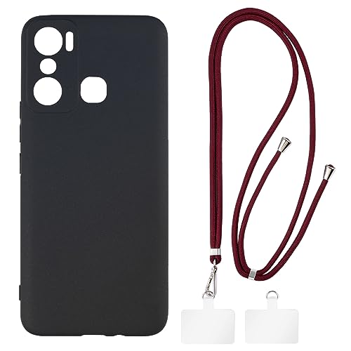 Shantime Infinix Hot 20 Play X6825 Case + Universal Mobile Phone Lanyards, Neck/Crossbody Soft Strap Silicone TPU Cover Bumper Shell for Infinix Hot 20 Play X6825 (6.82â)