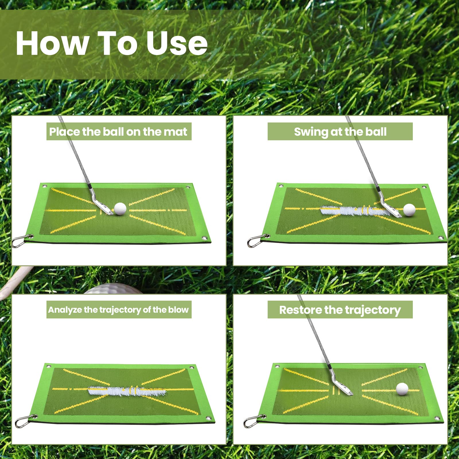 Golf Training Mat for Swing Detection Batting, Golf Swing Path Practice Mat, Analysis Swing Path and Correct Hitting Posture Golf Practice Mat, Easy Mounting Golf Swing Trace Mat