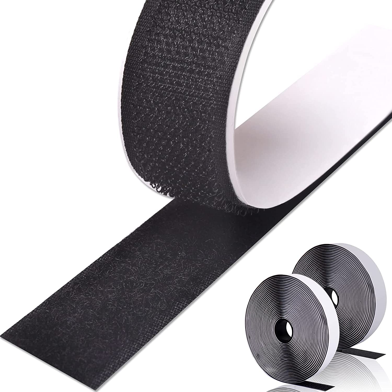 Double-Sided self-Adhesive Tape, 26Feet Extra Strong Double-Sided Adhesive with Fastener 0.8inch Wide self-Adhesive Adhesive pad with Loop Tape and Hook Tape (Black)