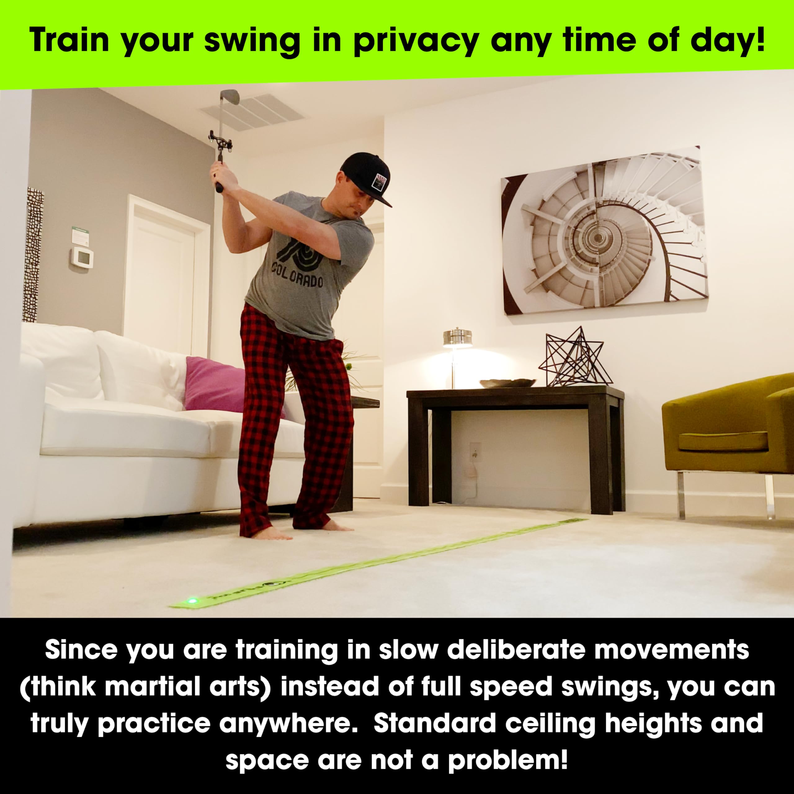 EyeLine Golf Check Point Swing Laser System - Fix Your Slice, Perfect Golf Swing Trainer with Dual Lasers for Any Club, Enhance Swing Path & Plane, Indoor/Outdoor Use