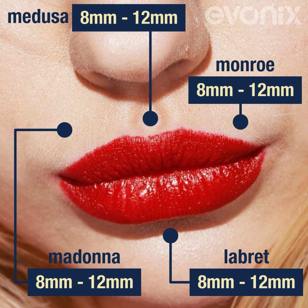 Evonix 2pc 16g Aurora Borealis Bioplast Labret Flexible Lip Stud Crystal BioFlex Hypoallergenic Jewelry 8mm