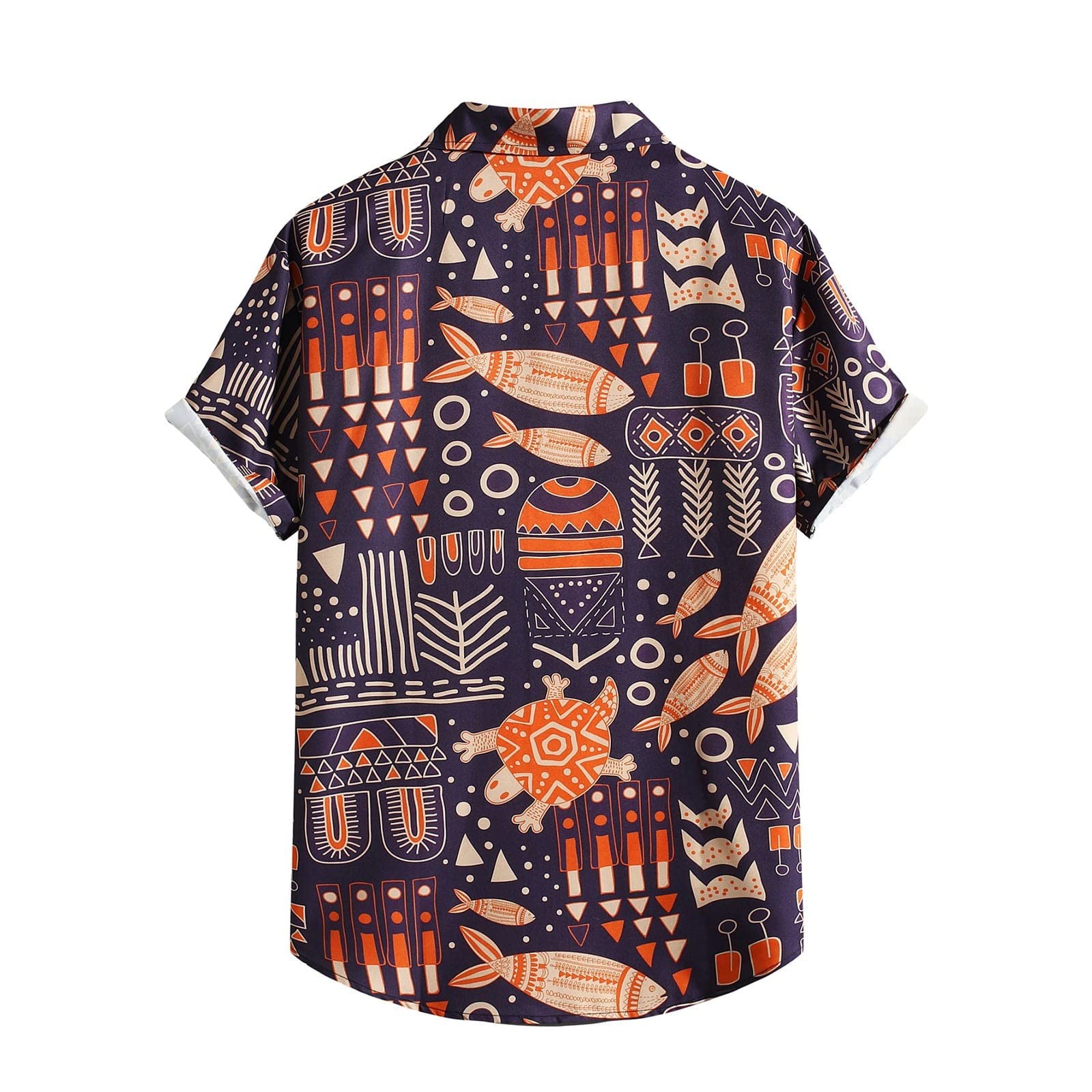 DUOWEI Male Spring and Summer Single Breasted Shirts Casual Print Lapel Beach Short Sleeve Vacation Outdoor Vacation Blue