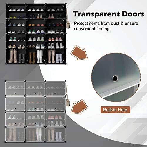 Safstar 48 Pairs 12 Cube Shoe Rack Organizer, Freestanding Shoe Storage Cabinets with Side Hanging Hook, Expandable Cube for Heels & Boots, Space Saver Shoe Racks for Closet Entryway Bedroom Hallway