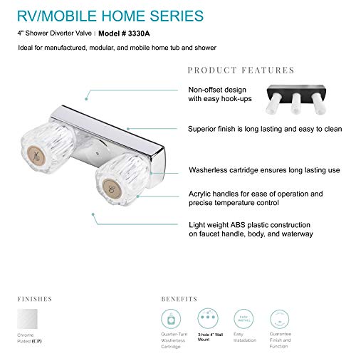 Laguna Brass 3330ACP Mobile Home Two Handle Non-Metallic 4" Shower Valve Chrome Finish