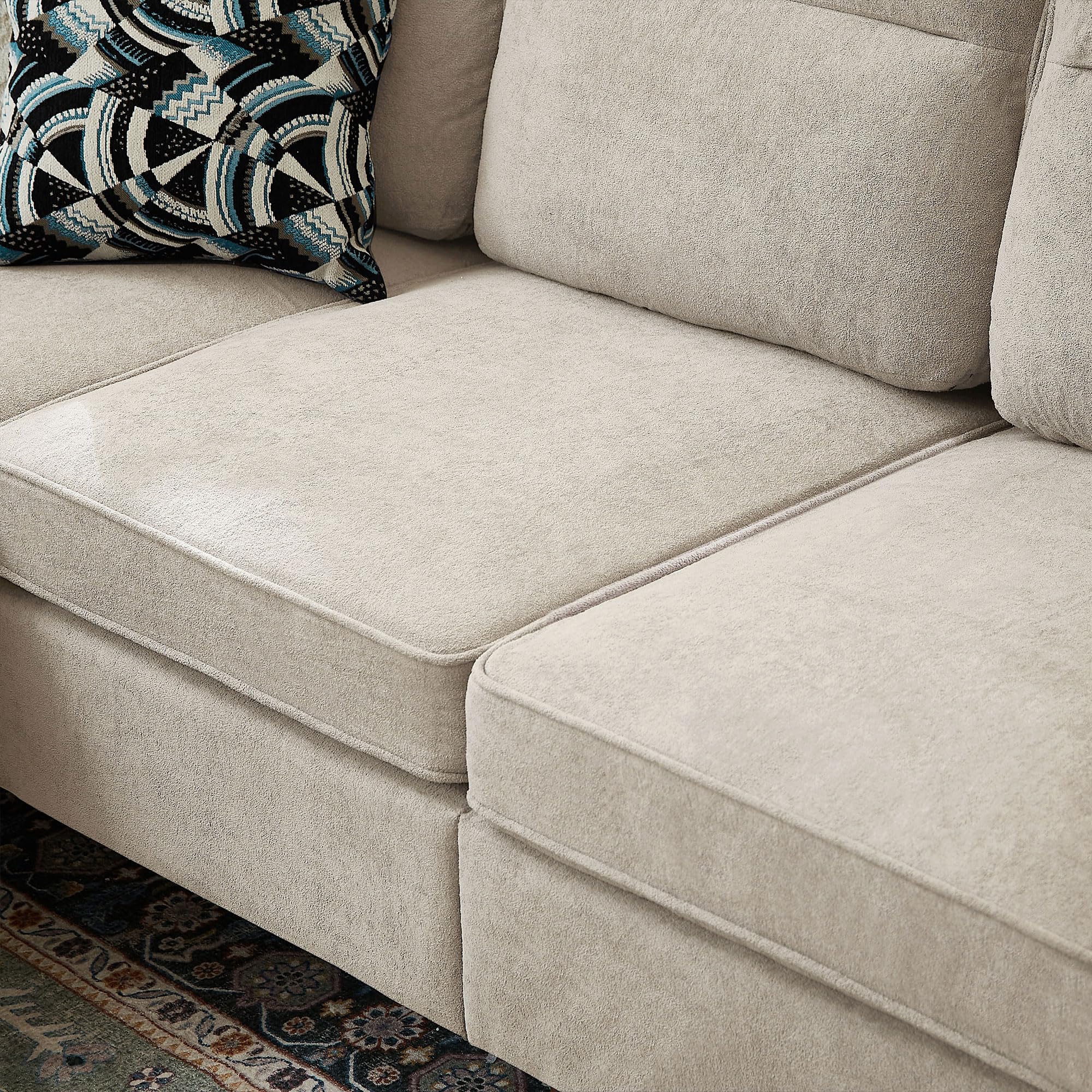 Pingliang Home Convertible Sectional Sofa, 3 Seat L-Shaped Couch with Ottoman and Storage Pocket, Modern Microfiber Sectional Couches for Living Room Apartment