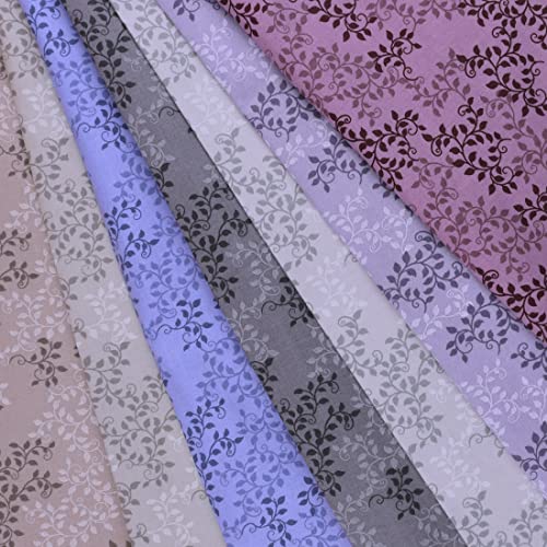 Mook Fabrics Cotton Leaves, Navy Yard