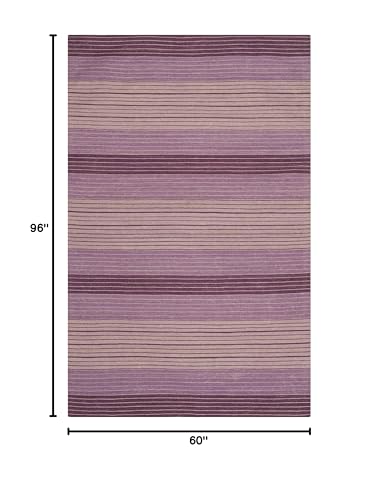 SAFAVIEH Marbella Collection Area Rug - 5' x 8', Lilac, Handmade Flat Weave Stripe Wool, Ideal for High Traffic Areas in Living Room, Bedroom (MRB281A)