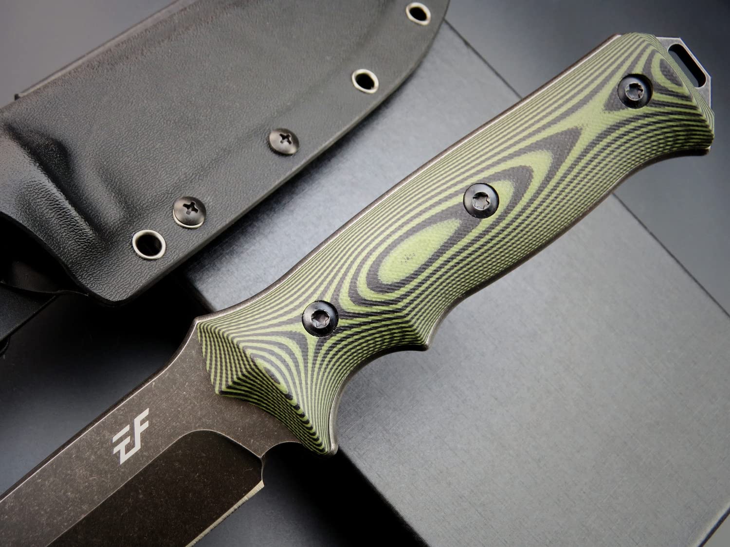 Eafengrow EF128 Fixed Blade Knife DC53 Steel Blade, Two Tone G10 Handle Full Tang Fixed Knifes Straight Knife for Working Camping Hunting Adventure Field EDC Tool Knife(Black)