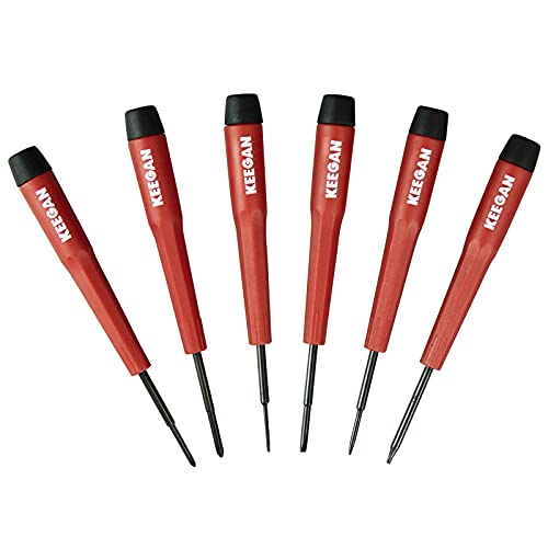 KEEGAN TOOLS 6-Piece Precision Handle Screwdriver Tool Set Eyeglass Repair Kit with Magnetic Screwdrivers, Phillips, Torx, Rotating Swivel End Caps Repair Tool for Mobile Phone Computer