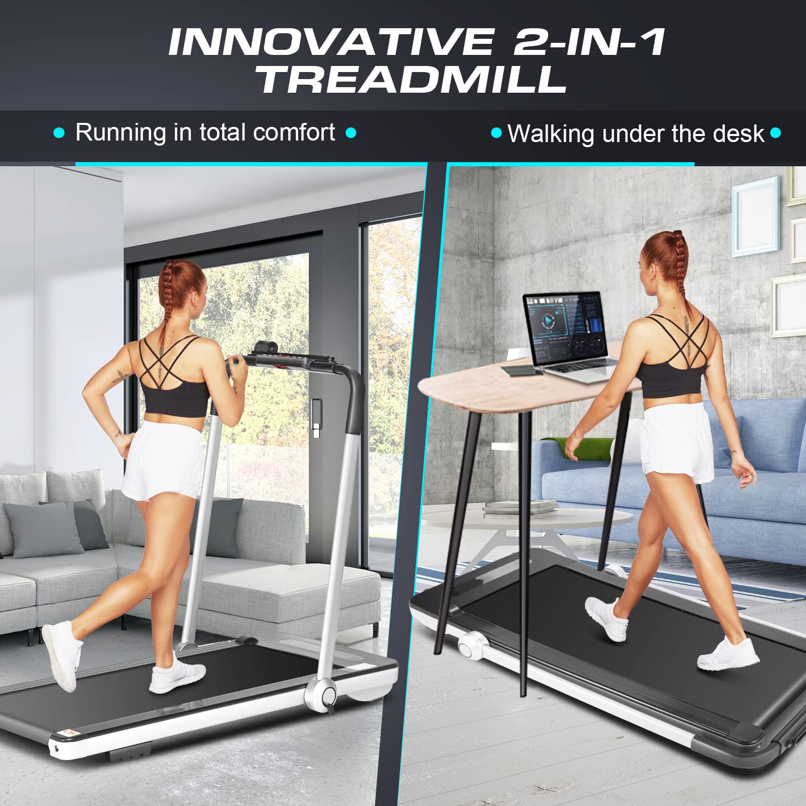 Folding Treadmill, Desk Treadmill for Home Walking, Portable