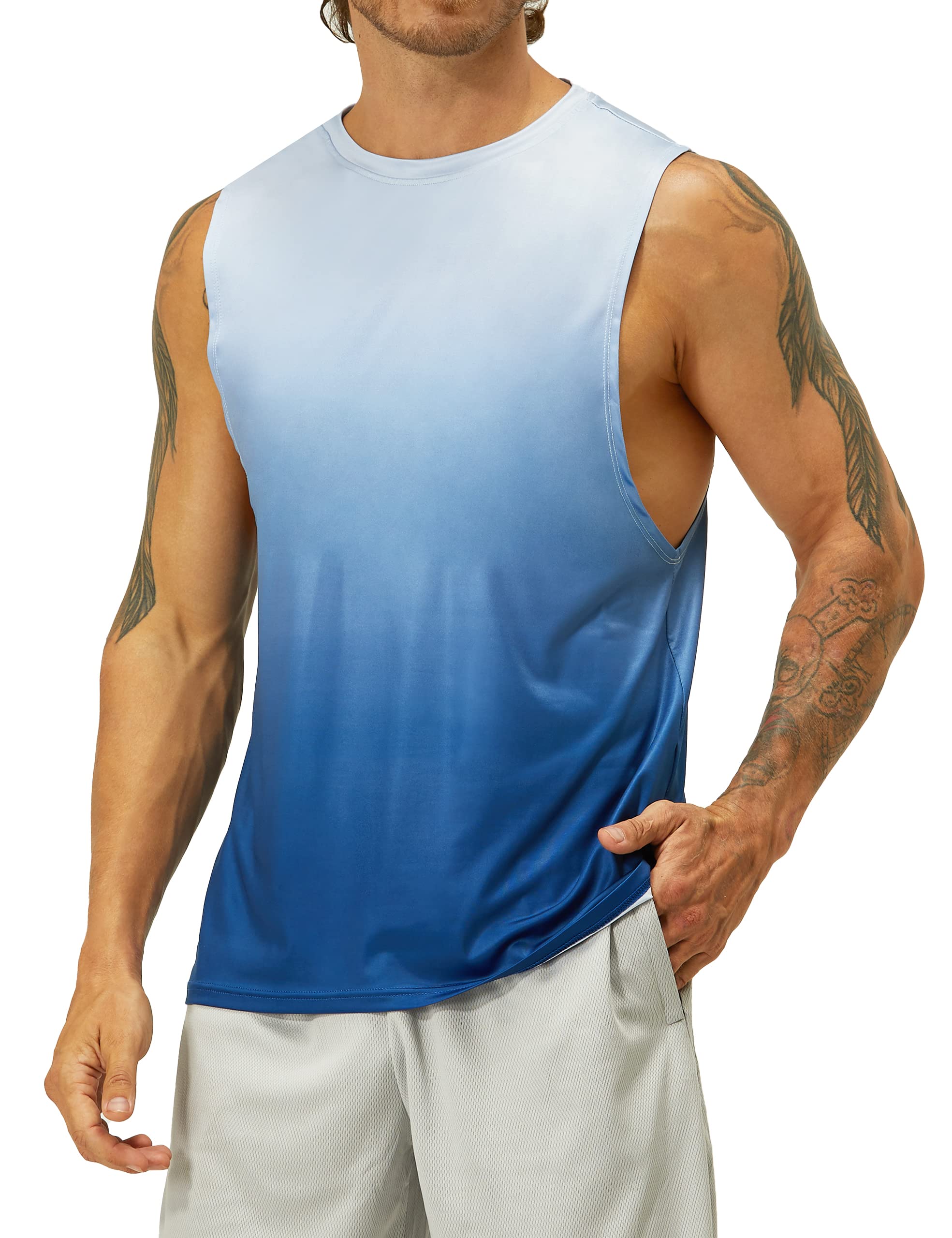 EZRUN Men's Tank Tops Swim Beach Sleeveless Shirt Quick Dry Gym Workout Stringer Muscle Tshirts Big and Tall