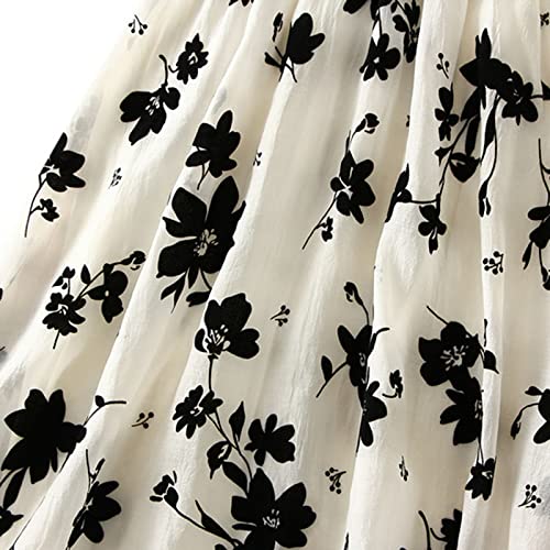 Gown Women Elegant Lace Skirt Medium and Long Tulle High Elastic Waist A Line Maple Leaf Print Beach Club Beige