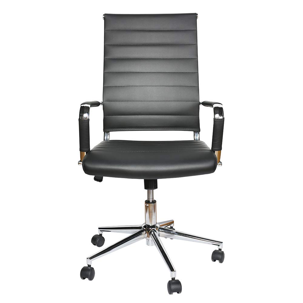 eclife Ergonomic Office Desk Chair Adjustable RibbConference Chair High-Back 360 Swivel W/Armrest, Puresoft Upholstery, Executive Chair (Black)