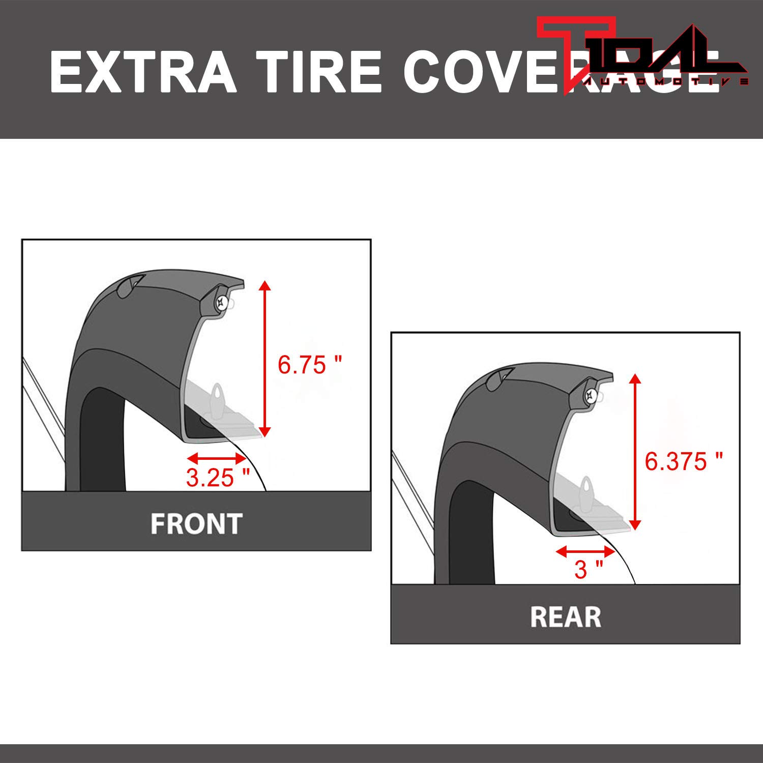 EAG Front and Rear Fender Flares with LED Lights 4PCS ABS Plastic Fit for 2009-2014 F-150 Models