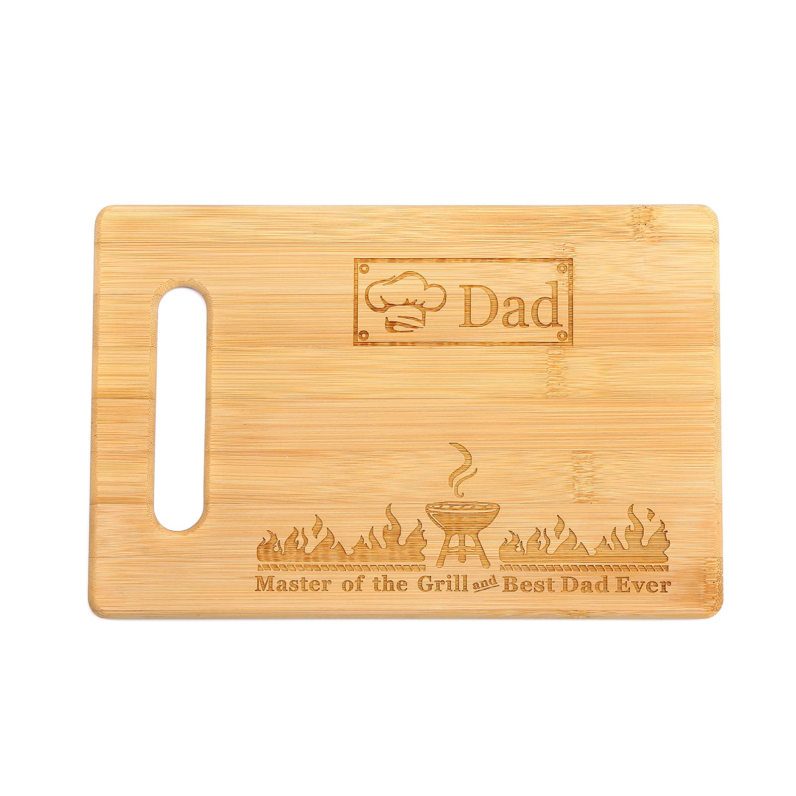 Gifts for dad Cute Bamboo Cutting Board, Master Of The Grill And Best DAD Ever Gifts (7"X11")