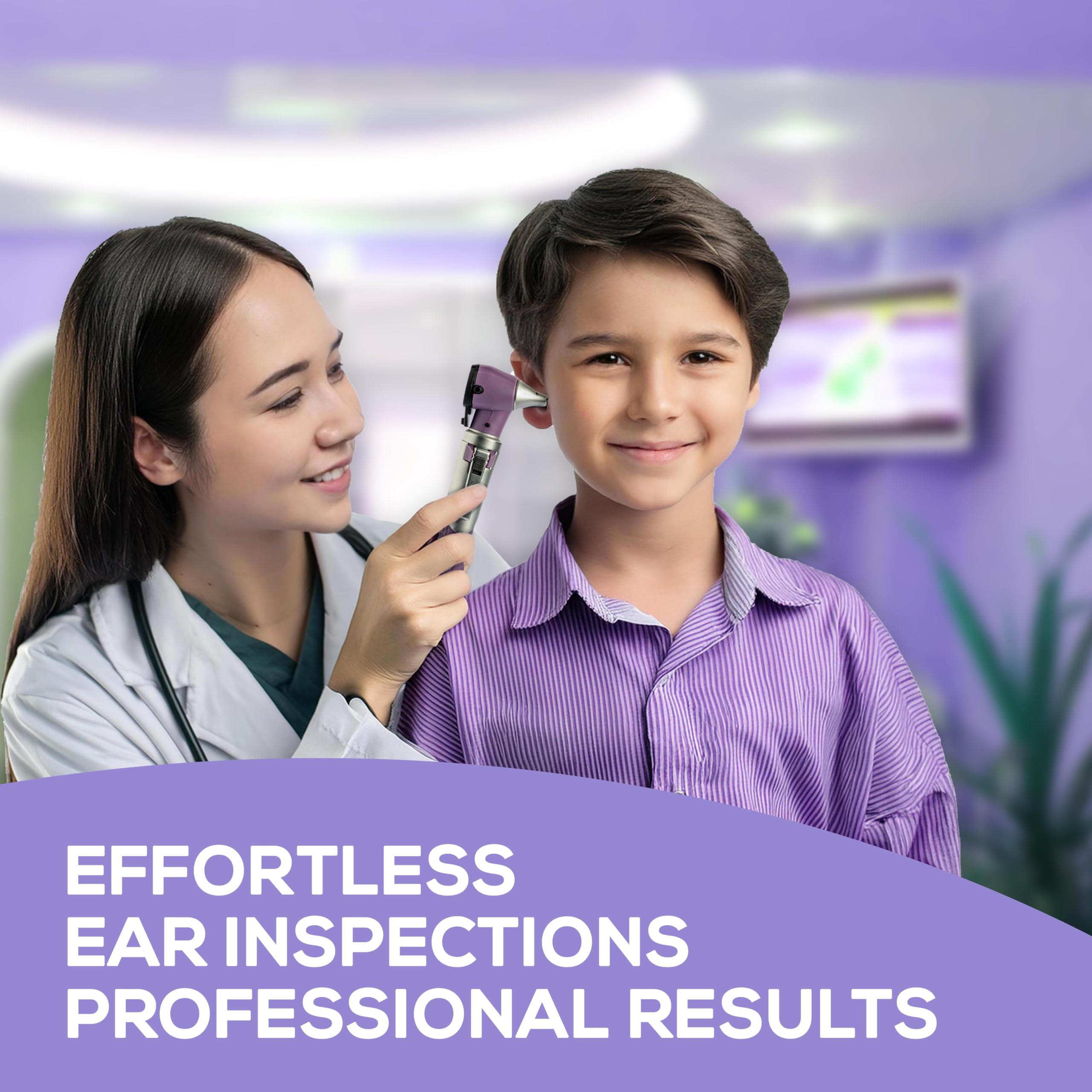RiteScope Otoscope with Light - Premium Otoscope Set with Fiber Optic Illumination - Ear Infection Detector - Ear Scope for Examination at Home-Purple
