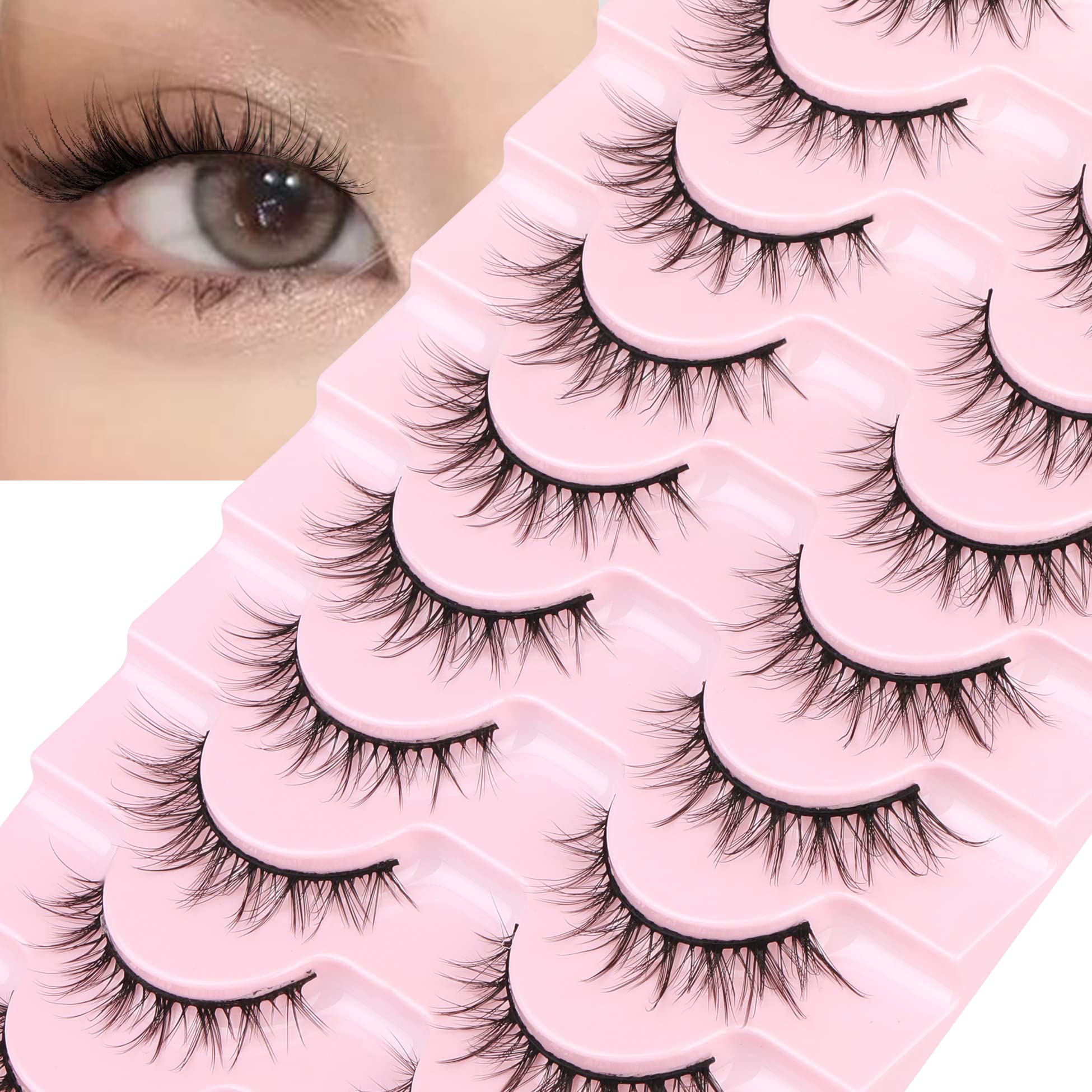False Eyelashes Natural Lashes Look 10 Pairs 3D Wispy Lashes 11mm Short Mink Lashes Extensions Fake EyeLash Pack by EYDEVRO