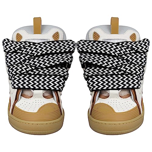 Endoto Fat Shoelaces Replacement Flat Laces for Lanvin Sneaker Shoes(Color:Black&White,Size:68Inch)