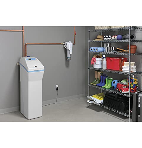 GE Smart Water Softener System with Leak Detect | 40,000 Grain | Reduce Hard Mineral Levels at Water Source | Wifi Connectivity | Improve Water Quality for Drinking, Laundry, Dishwashing | GXSHC40N