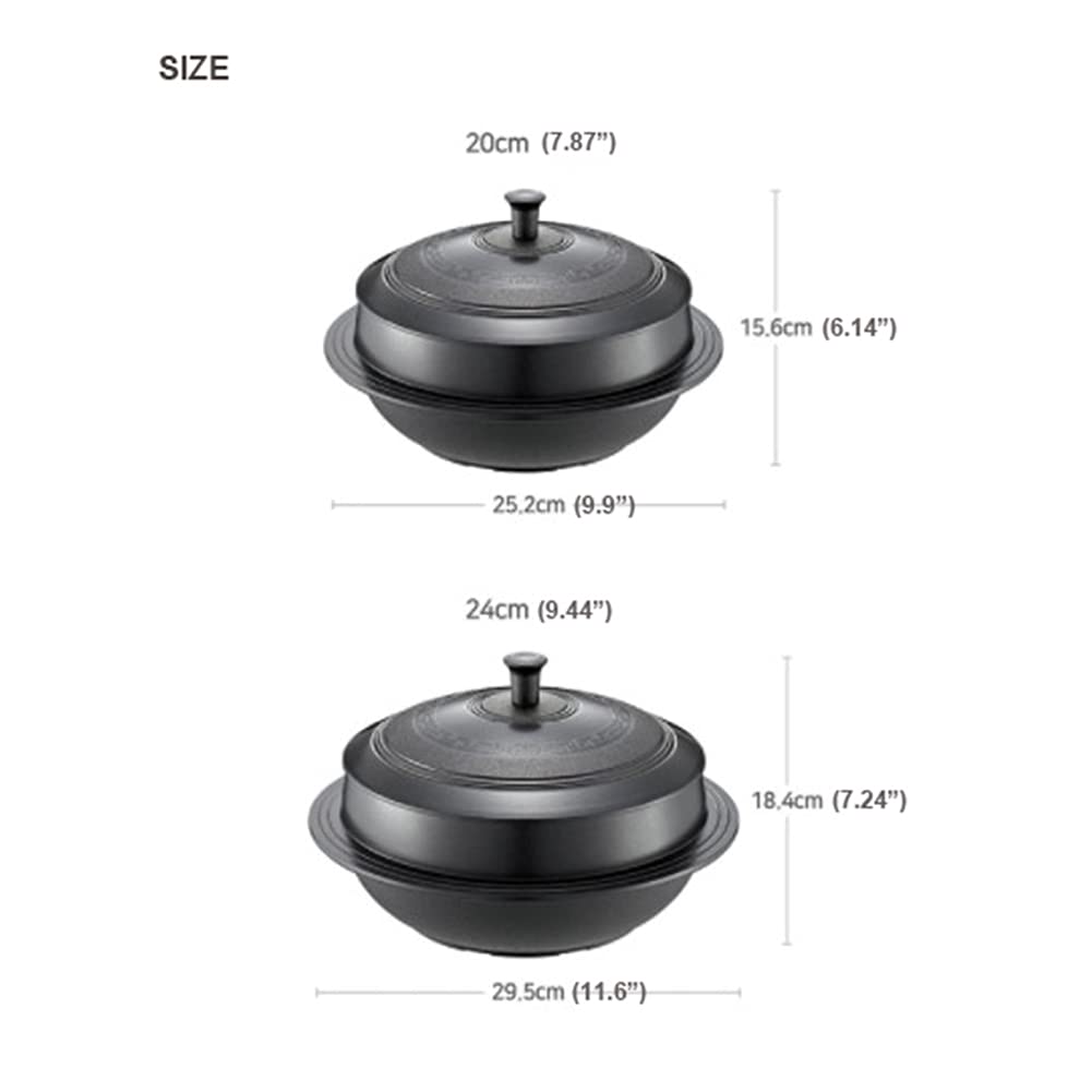 TULGIGS IH Korean Traditional Iron Pot Rice Gamasot Ceramic Cauldron Made in Korea 9.4424cm