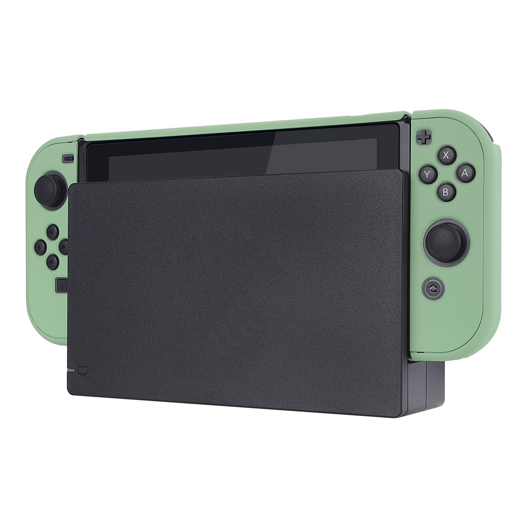 eXtremeRate PlayVital Back Cover for Nintendo Switch Console, NS Joycon Handheld Controller Separable Protector Hard Shell, Customized Dockable Protective Case for Nintendo Switch - Matcha Green