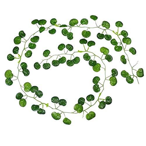 U-K Artificial Vine Reptile Terrarium Box Habitat Decoration Lizard Green Fake Plants Leaves Useful
