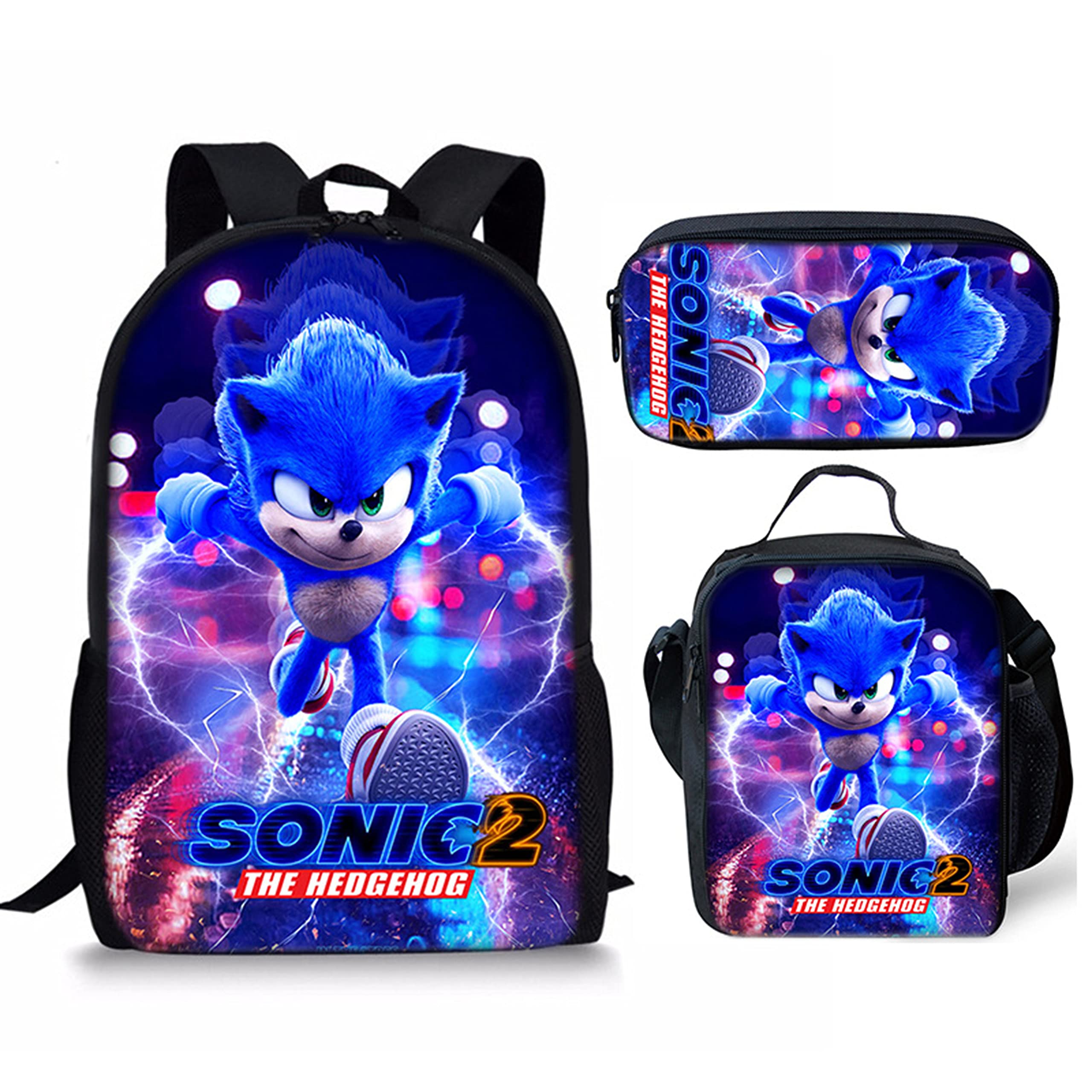 FNASFIA Anime Backpack Pencil Case Lunch Bag 3 Piece Set Cartoon Backpack Boys And Girls' Backpack 3D Backpack
