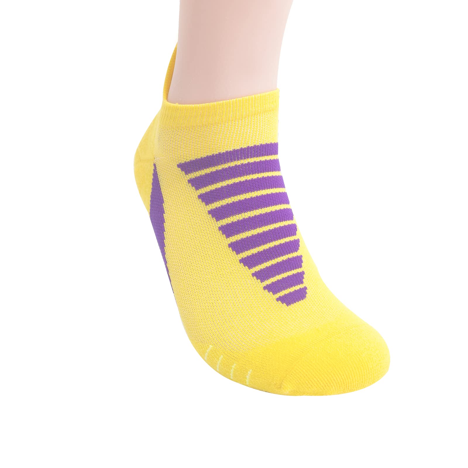 FOOT AMAZING Men’s Athletic Socks Low Cut Cushion Compression Coolmax Running Socks Breathable Comfort for Sports (A-Yellow)