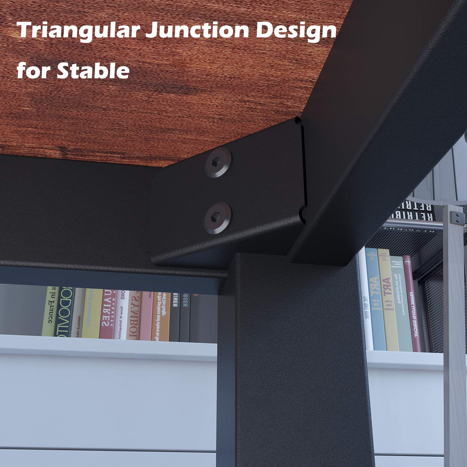 FSTAR 55" Writing Desk Sturdy Home Office Desk Modern Simple Design Computer Desk Writing Table for Home Office Large Space Workstation Metal Frame (55", Sandalwood)