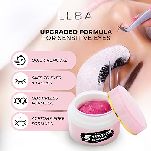 LLBA Lash Gel Remover for Professional Eyelash Extensions 15ml - Dissolves Powerful Eyelash Extension Glue - Low Irritation Cream for Sensitive Skin (floral)