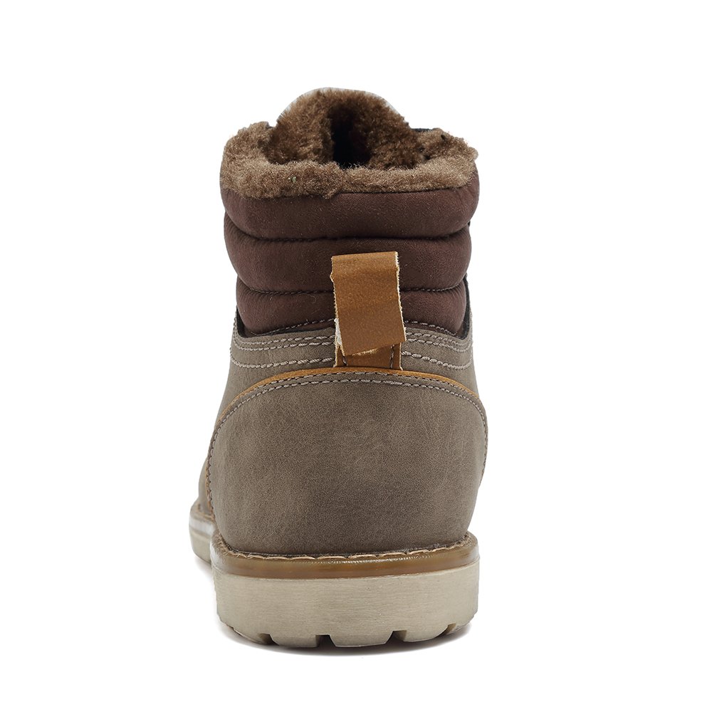 EYUSHIJIA Men's Waterproof Snow Boots Hiking Boot (10 D(M) US, Light Gray-Fur Lining)